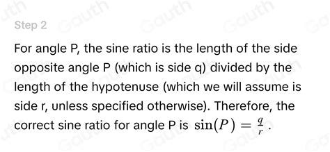 solved which sine ratios are correct for pqr check all that apply sin p r q sin p p q