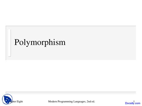 polymorphism modern programming languages lecture slides docsity
