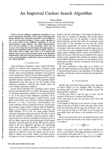 an improved cuckoo search algorithm download free pdf mathematical optimization applied