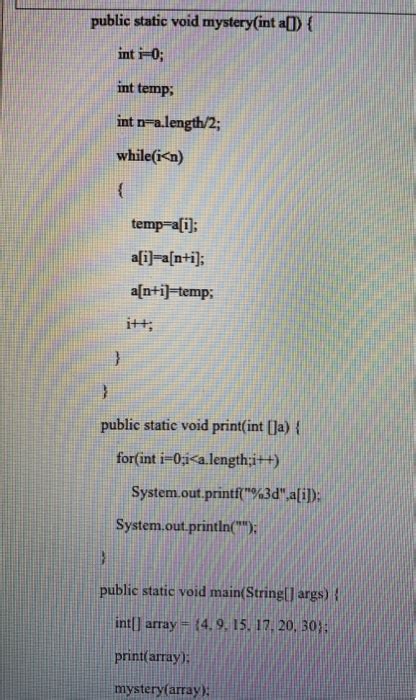 solved public static void mystery int a { int i 0 int