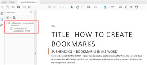 how to create a new pdf with bookmarks