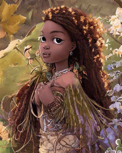 Beautiful Brown Girl Disney Animation Graphic · Creative Fabrica