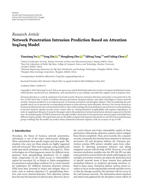 pdf network penetration intrusion prediction based on attention seq2seq model
