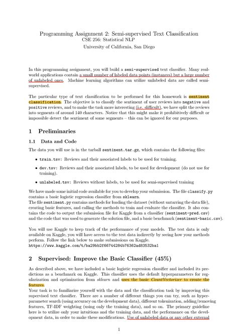 cse 256 assignment 2 programming assignment 2 semi supervised text classification cse 256