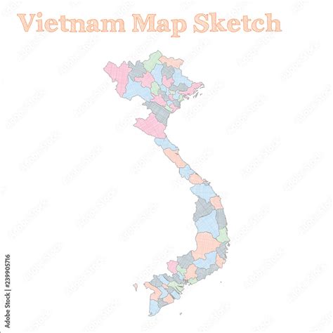 Vietnam Map Hand Drawn Country Extraordinary Sketchy Vietnam Map With