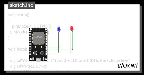 2 Leds Wokwi ESP32 STM32 Arduino Simulator