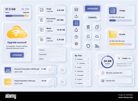 User Interface Elements For Cloud Technology Mobile App Unique