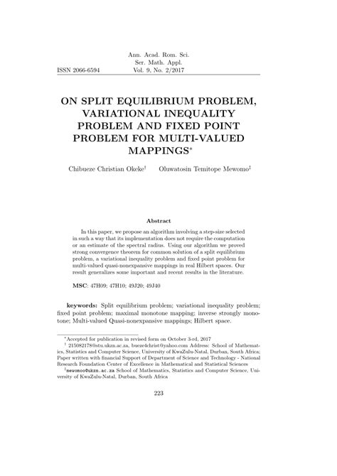 pdf on split equilibrium problem variational inequality problem and fixed point problem for