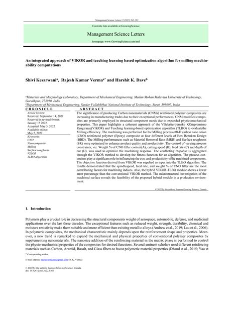 pdf an integrated approach of vikor and teaching learning based optimization algorithm for