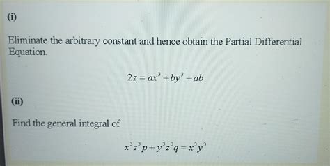 solved eliminate the arbitrary constant and hence obtain the