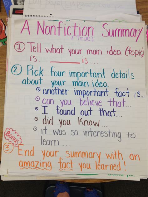 Writing A Summary Anchor Chart