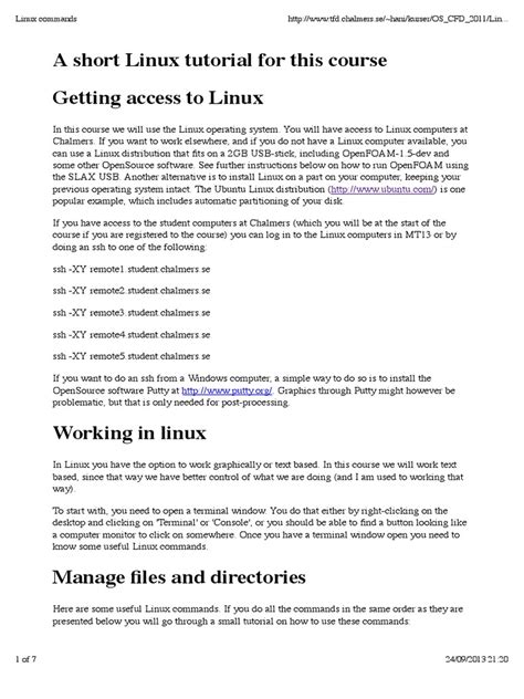 a short linux tutorial for this course getting access to linux pdf linux computer file