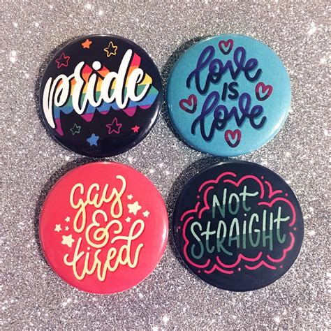 Pride Buttons 15 In Pinback Button Set Lgbt Cute Hand Etsy