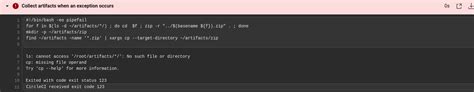 `collect artifacts when an exception occurs` ci step fails when no artifacts are found · issue