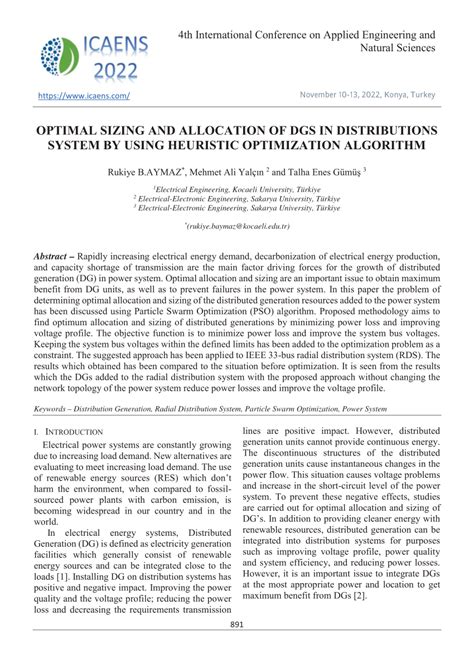 pdf optimal sizing and allocation of dgs in distributions system by using heuristic