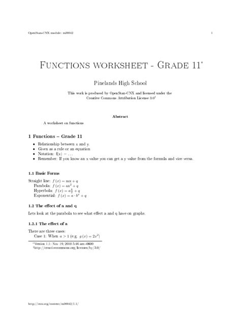 functions worksheet grade 11 1 pdf cartesian coordinate system asymptote