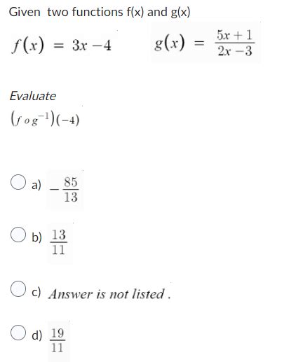 solved given two functions f x and g x