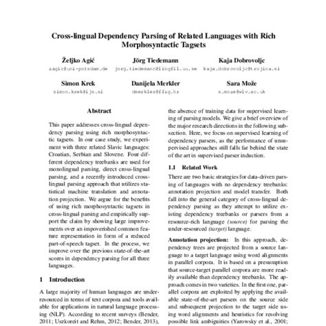 cross lingual dependency parsing of related languages with rich morphosyntactic tagsets acl