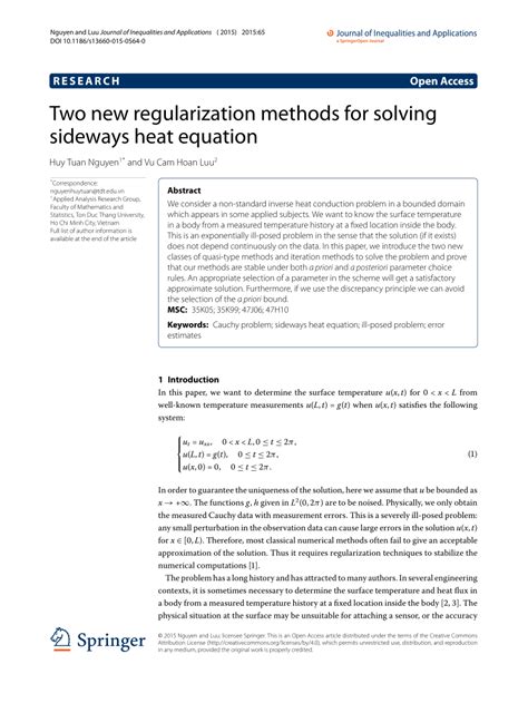 pdf two new regularization methods for solving sideways heat equation