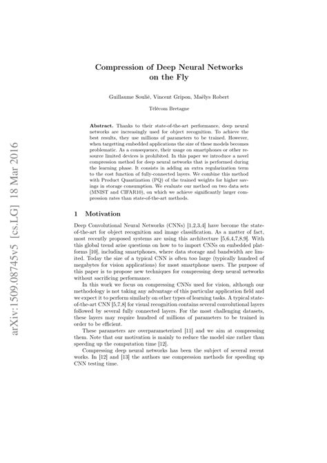 pdf compression of deep neural networks on the fly