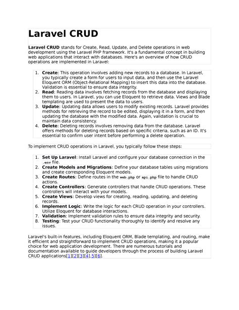 Laravel CRUD Laravel CRUD Laravel CRUD Stands For Create Read