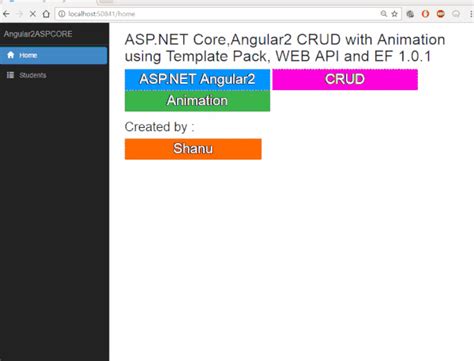 asp core angular 2 crud with animation using template pack web api and ef 1 0 1