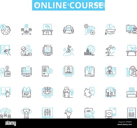 Online Course Linear Icons Set E Learning Webinars Certification