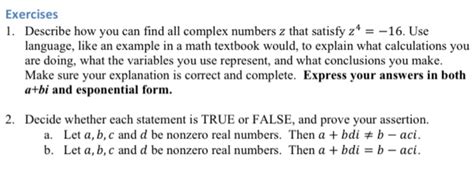solved exercises 1 describe how you can find all complex