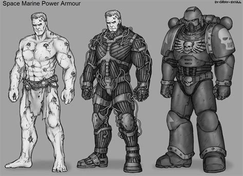 Warhammer 40000 Adeptus Astartes Power Armour Art By Gray Skull シタデル 戦士 速写