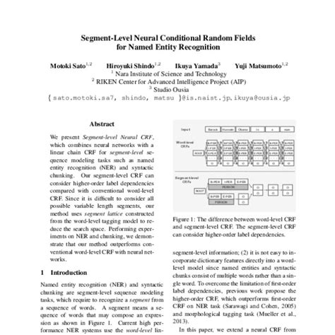 segment level neural conditional random fields for named entity recognition acl anthology