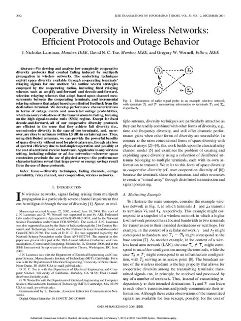 pdf cooperative diversity in wireless networks efficient protocols and outage behavior ekta