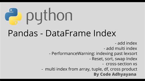 9 dataframe index pandas python youtube
