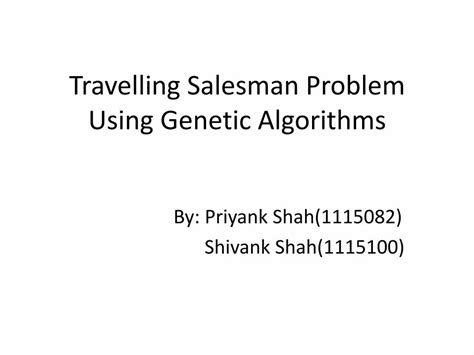 pdf travelling salesman problem using genetic algorithms dokumen tips