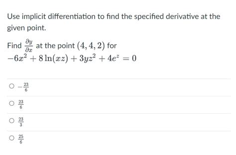 solved use implicit differentiation to find the specified