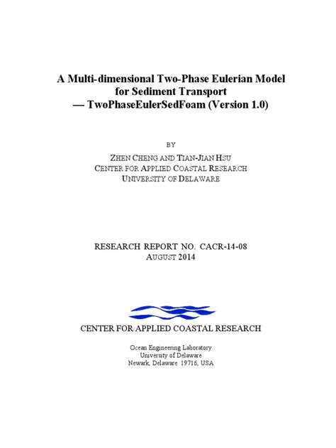 a multi dimensional two phase eulerian model for sediment transport twophaseeulersedfoam