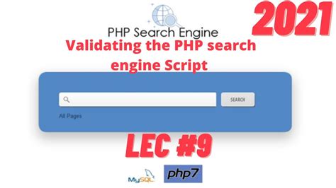 build search engine using php and mysql validating the php search engine script lec 9 youtube