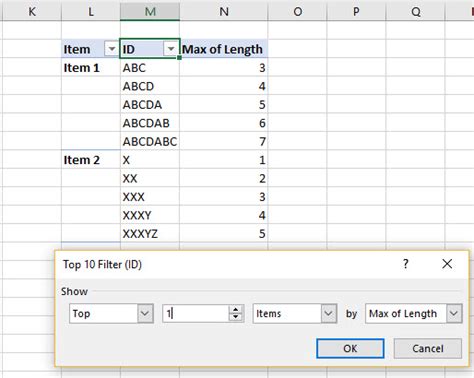 find longest string in with criteria excel stack overflow