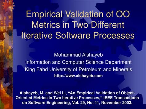 ppt empirical validation of oo metrics in two different iterative software processes