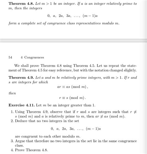 solved theorem 4 8 let m 1 be an integer if a is an