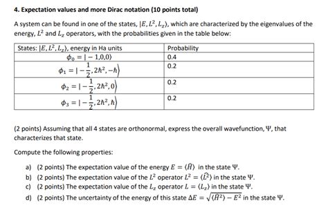 solved 4 expectation values and more dirac notation 10