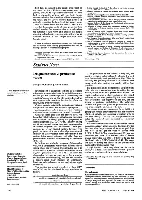pdf statistics notes diagnostic tests 2 predictive values