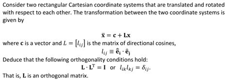 solved consider two rectangular cartesian coordinate systems that are translated and rotated