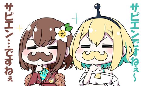 Safebooru 2girls Amano Pikamee Aqua Hair Bangs Bare Shoulders Black Hairband Blazer