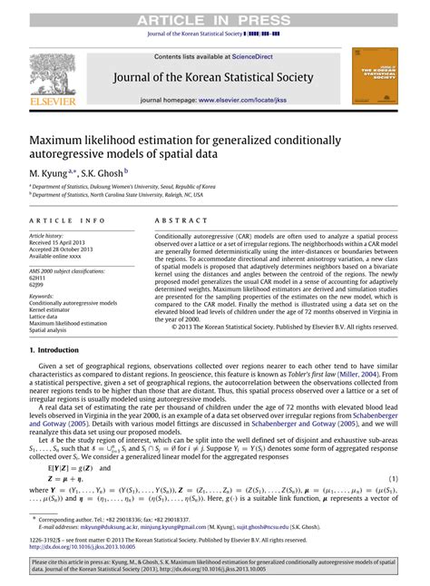 pdf maximum likelihood estimation for generalized conditionally autoregressive models of
