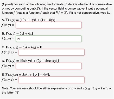solved for each of the following vector fields f decide