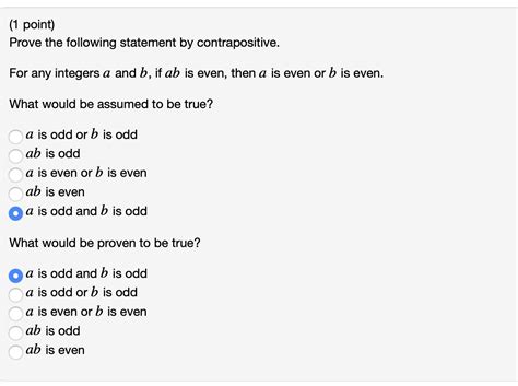 solved 1 point prove the following statement by