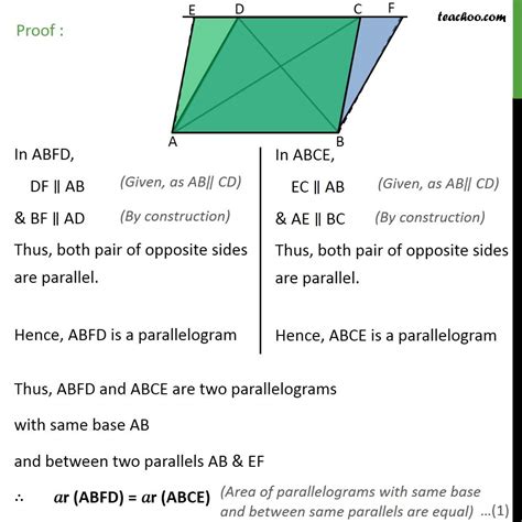 theorem 9 2 class 9 two triangles on same base between parallels