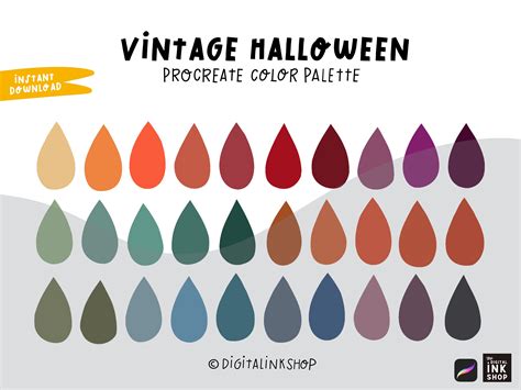 Halloween Color Palette Fall Procreate Color Palette Vintage Halloween