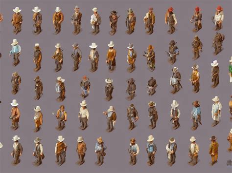 Isometric Sprite Sheet Of Detailed Western Npc Stable Diffusion