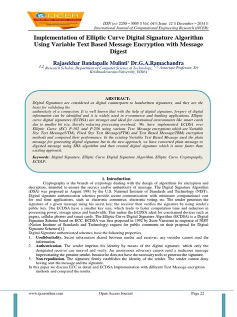 implementation of elliptic curve digital signature algorithm using variable text based message